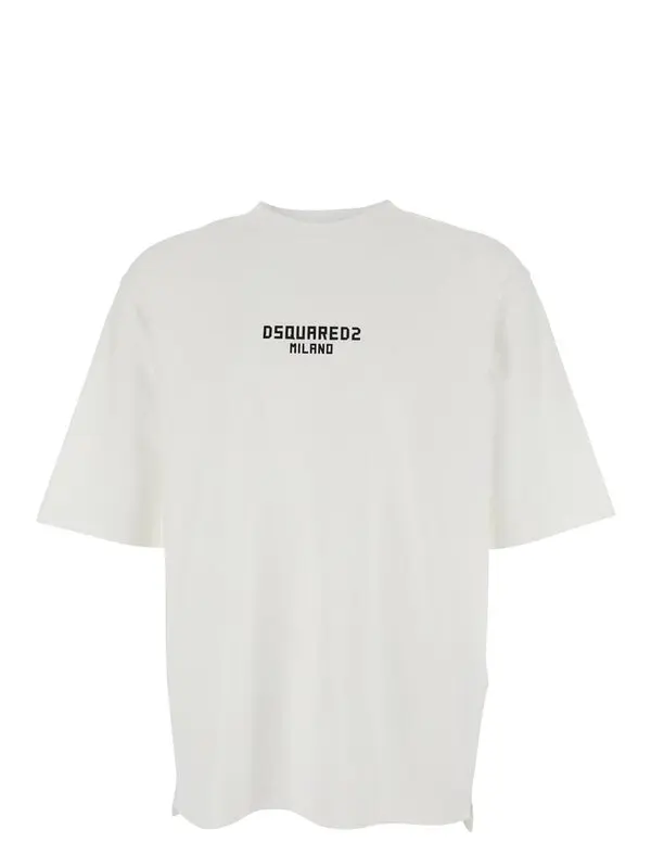 Dsquared2 Crew Neck T-shirt With Logo Lettering Print On The Front In Cotton For - Multicolor