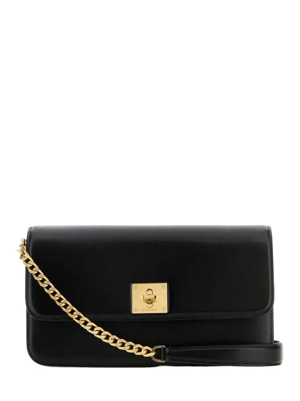 GOLDEN GOOSE Leather Gioia Clutch With Chain Strap - Black