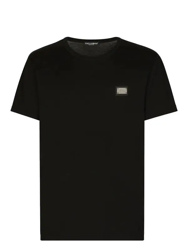 Dolce & Gabbana T-shirt With Logo Plaque - Black