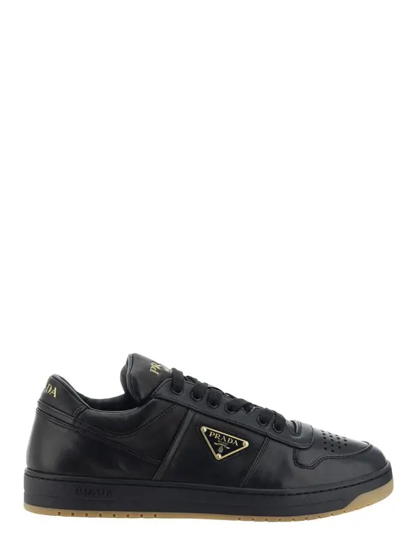 Prada Downtown Leather Lace-up Sneakers - Black