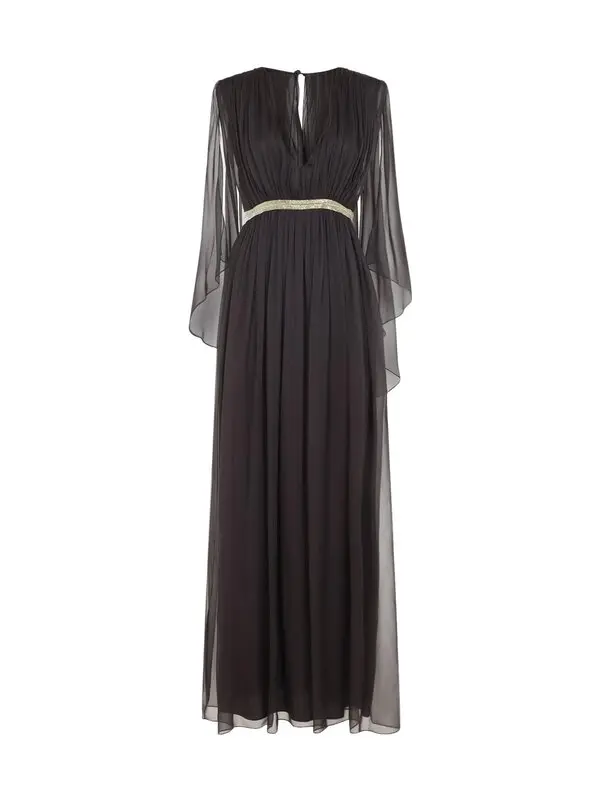 Alberta Ferretti Long Chiffon Dress - Brown