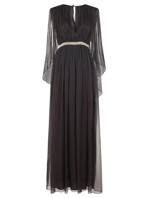 Alberta Ferretti Long Chiffon Dress - Brown