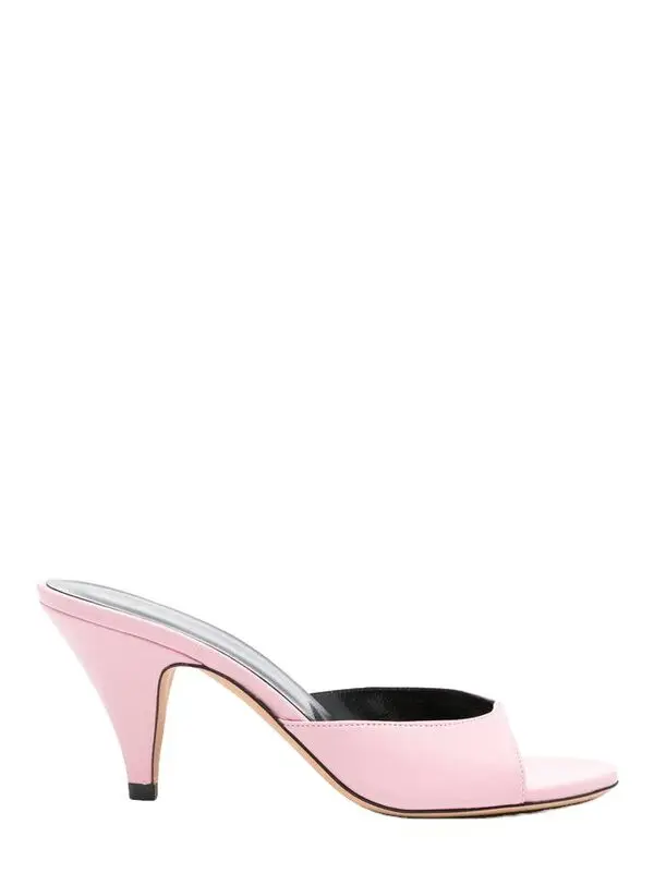 JUDE Calf Leather Peep Toe Stiletto Heels - Pink