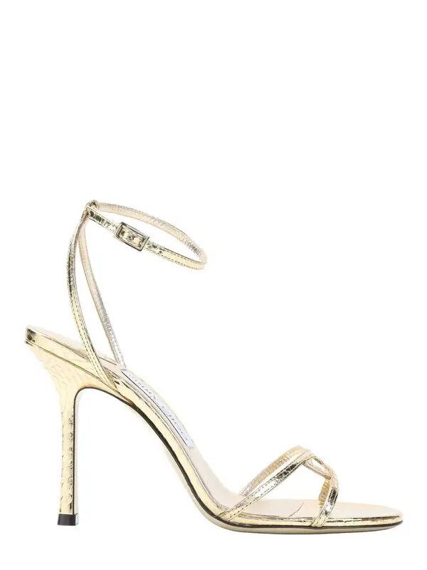 JIMMY CHOO Leather Leo Candy Wrap Sandals - Silver
