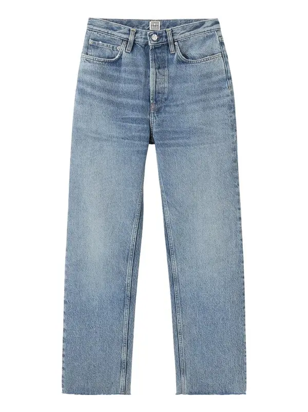 TOTEME Distressed Classic Cut Denim Jeans - Blue