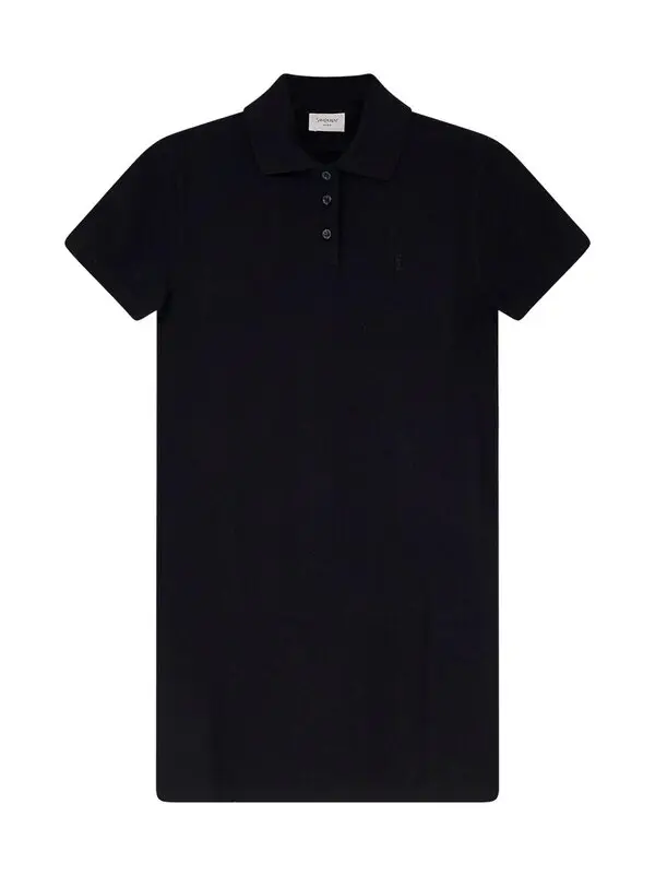 Saint Laurent Short Sleeve Embroidered Logo Dress - Multicolor