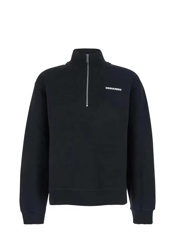 Dsquared2 Cotton High Neck Half-zip Sweatshirt With Lettering Logo - Multicolor