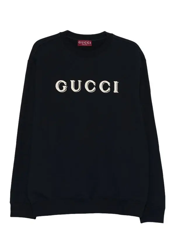 Gucci Crew Neck Long Sleeve Sweatshirt With Logo Lettering - Cream