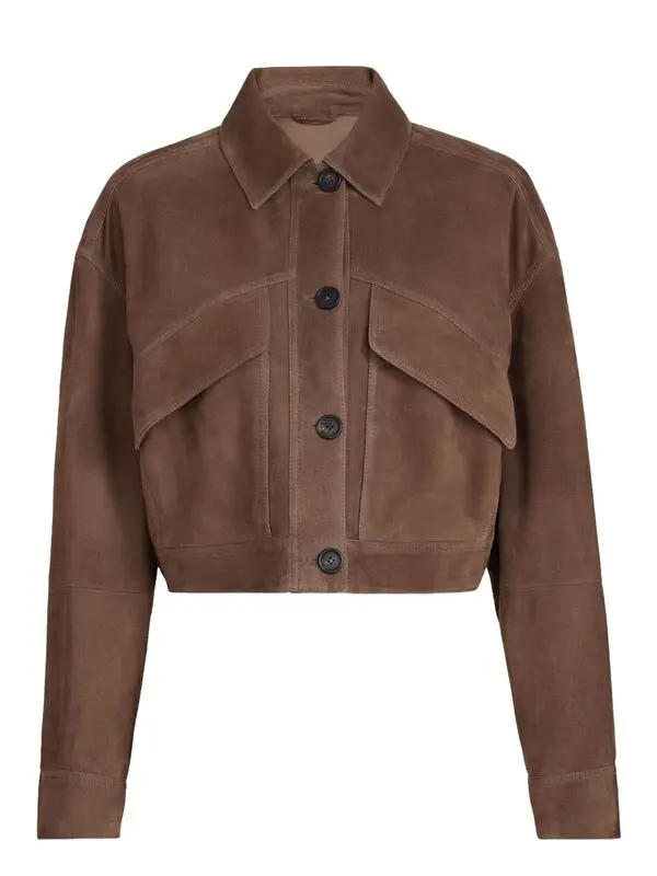 Brunello Cucinelli Suede Cropped Jacket - Multicolor