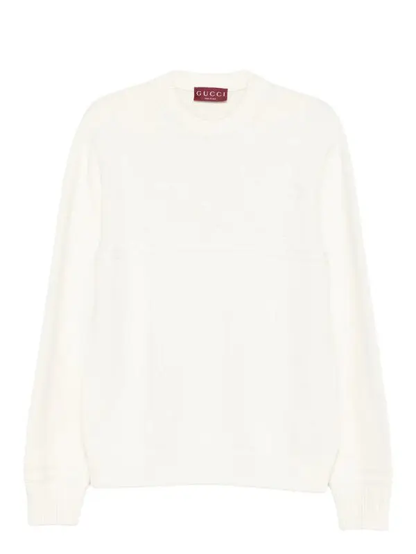 Gucci Raised Logo Crew Neck Sweater - Cream