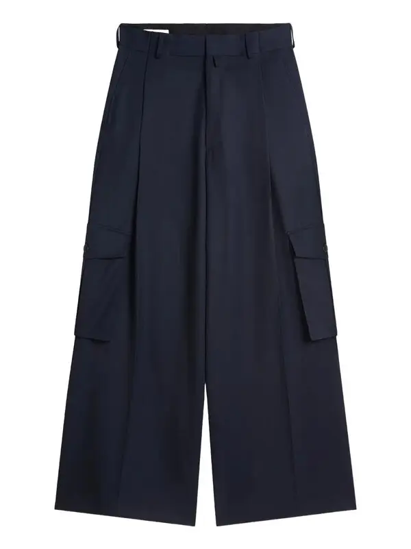Dries Van Noten Navy Wool Cargo Pants - Blue