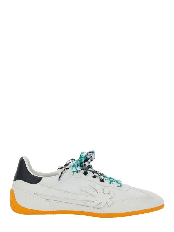 Palm Angels Low Top Sneakers With Logo Patch And Contrasting Heel - White