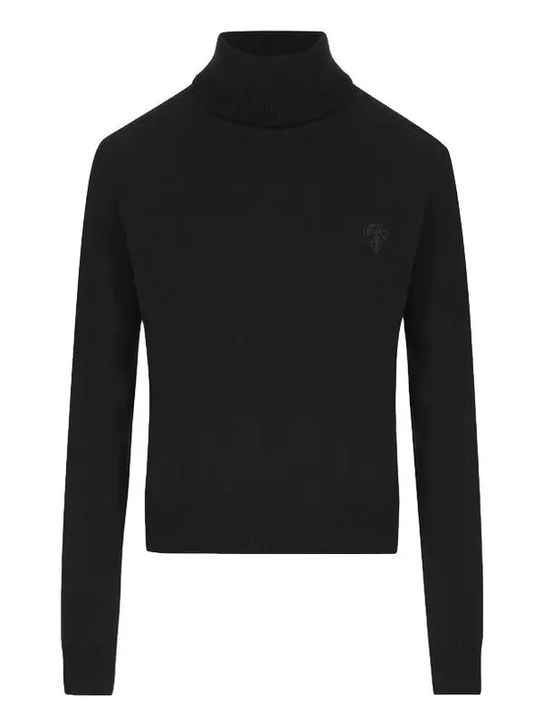 Gucci Embroidered Wool Blend Turtleneck Sweater - Black