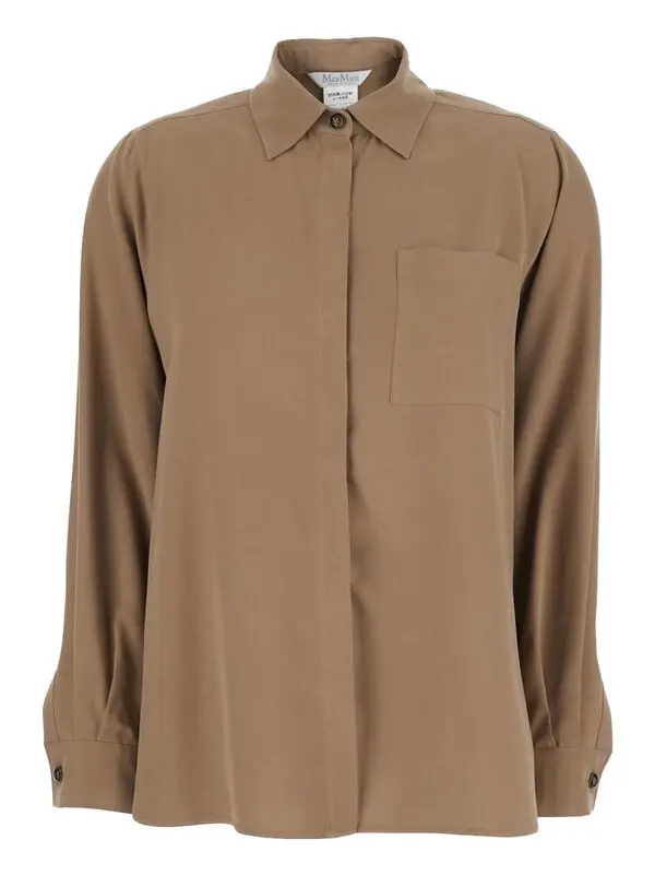 Max Mara Shirt With Front Patch Pocket In Silk - Multicolor