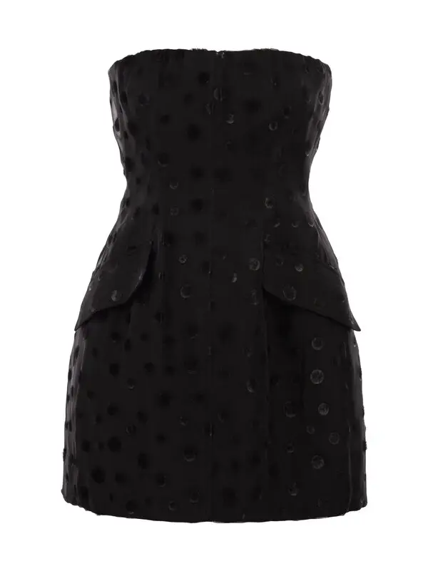 Sportmax Flocked Silk Bustier Mini Dress - Black