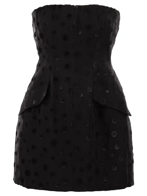 Sportmax Flocked Silk Bustier Mini Dress - Black