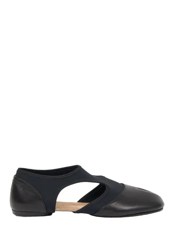 MAISON MARGIELA Leather Cut-out Tabi Toe Flats - Black