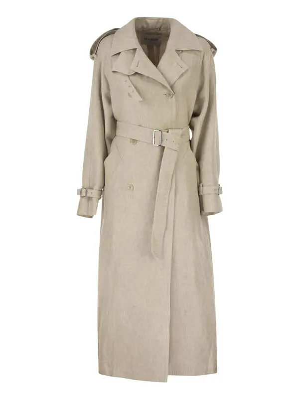 Max Mara Long Linen Trench Coat - Cream