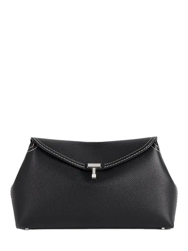 TOTEME T-lock Clutch Grain Leather - Black