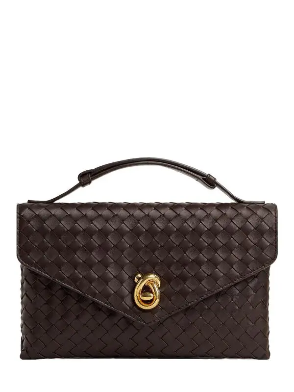 Bottega Veneta Knot Lock Intrecciato Leather Bag - Brown