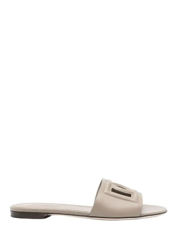 Dolce & Gabbana Dg Logo Leather Flat Sandals - Multicolor