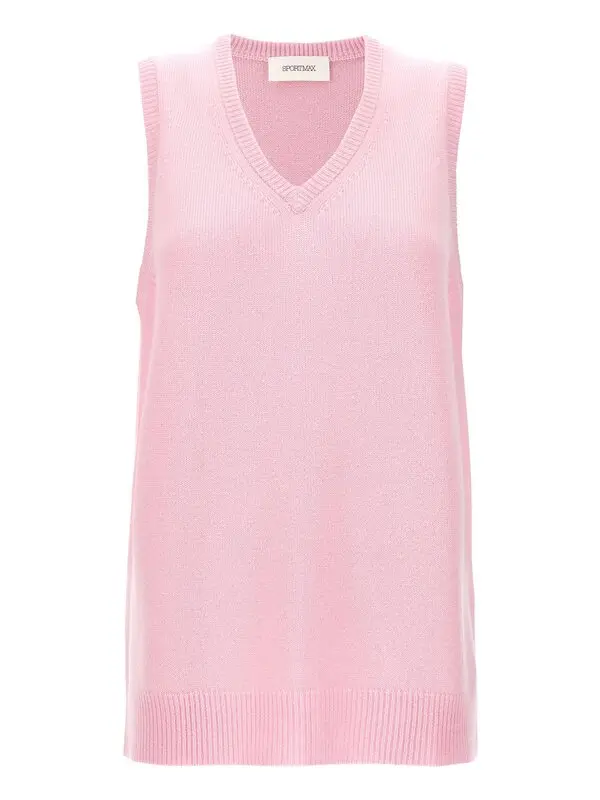 Sportmax Gimmy Wool And Cashmere V-neck Vest - Pink