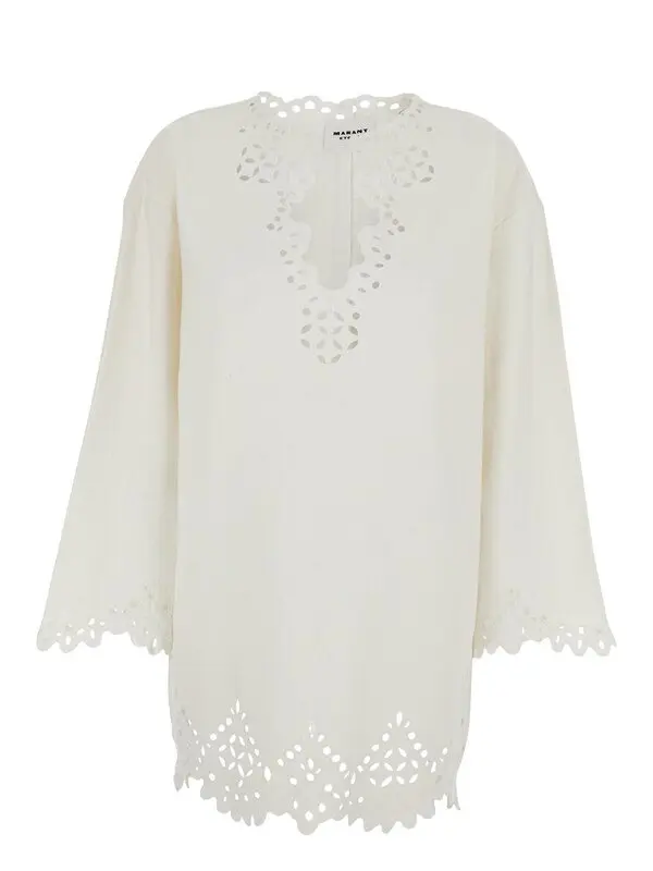 Isabel Marant Étoile Sherazade' Cotton Dress With Cut-out Details And Scalloped Hem - Multicolor