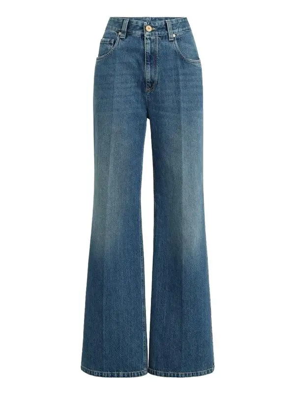 Brunello Cucinelli Flared-leg Denim Jeans With Monili Decoration - Multicolor