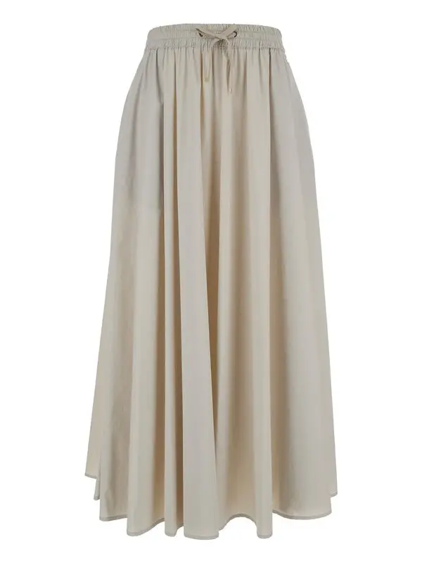 Herno Long Skirt With Drawstring In Stretch Polyamide - Cream