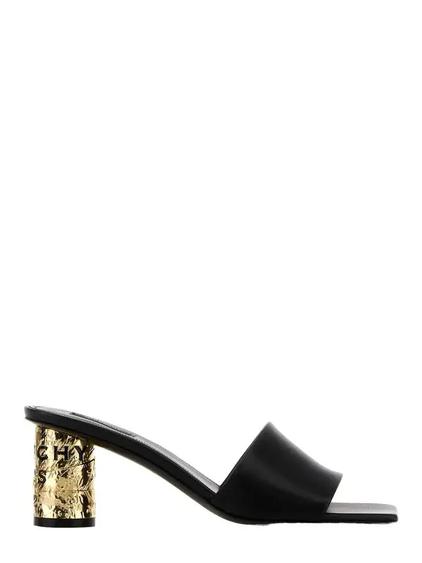 Givenchy Leather Tape Mules With Embellished Heel - Black