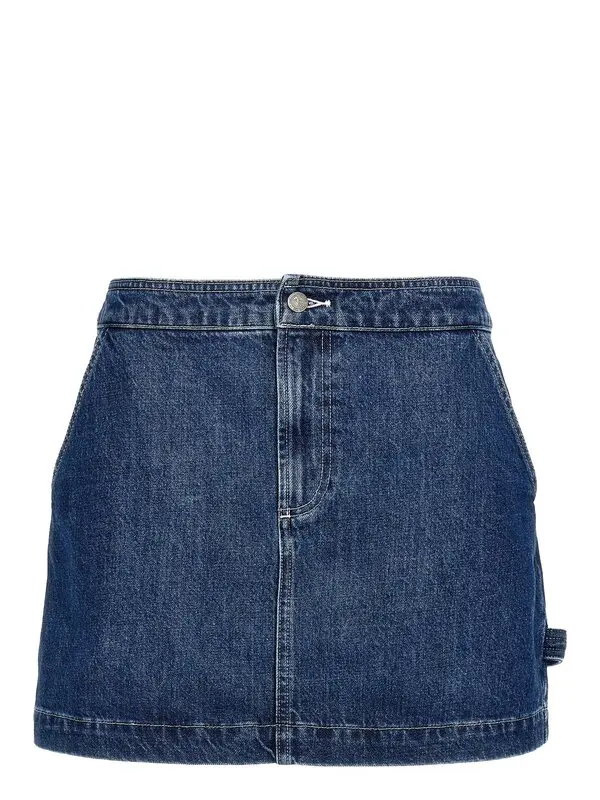 A.p.c. Christie Mini Skirt In Japanese Cotton Denim - Blue