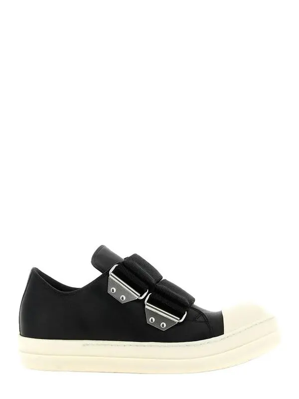 Rick Owens Low-top Leather Trainers With Adjustable Straps - Black