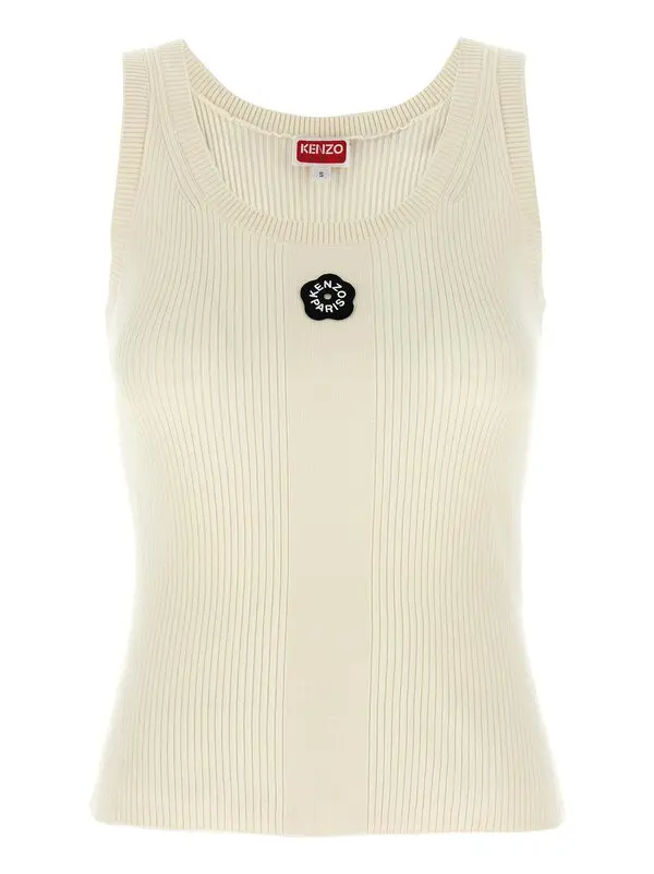 Kenzo Boke Flower 2.0" Ribbed Viscose Top - White