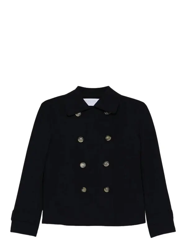 Harris Wharf London Double Breasted Pea Coat - Blue