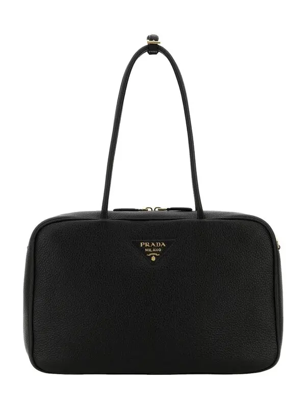 Prada Deer Leather Shoulder Bag - Black