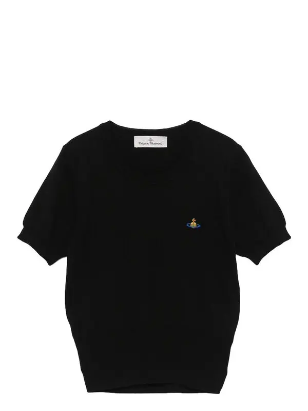 VIVIENNE WESTWOOD Knit T-shirt With Orb Logo Embroidery - Multicolor