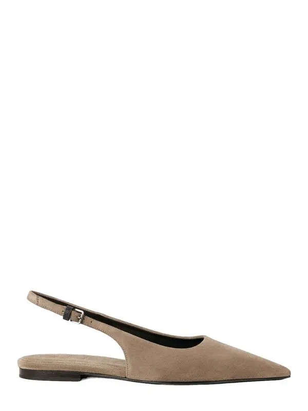 Brunello Cucinelli Suede Pointed-toe Slingback Flats - Multicolor