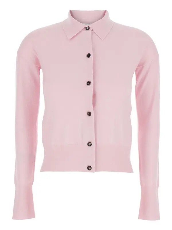 Max Mara Wool Blend Polo Collar Sweater - Pink