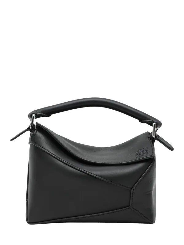 Loewe Mini Puzzle Edge Bag In Leather - Black