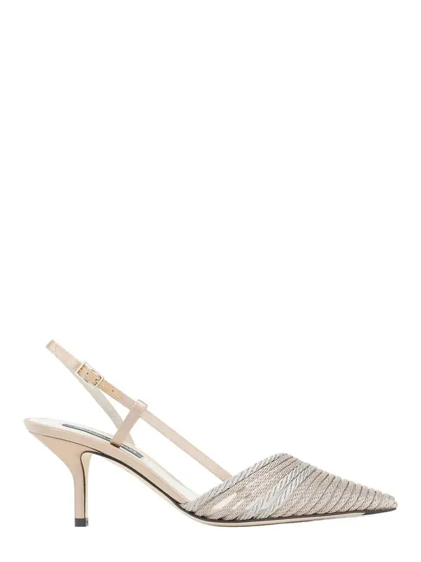 Giorgio Armani Nude And Taupe Satin Slingback With Passementerie Trim - Multicolor
