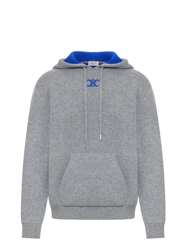 Celine Cashmere Hoodie With Embroidered Logo - Multicolor