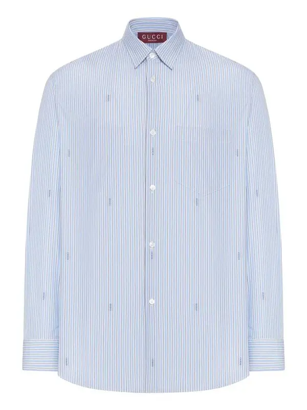 Gucci Striped Cotton Poplin Shirt With Logo - Multicolor