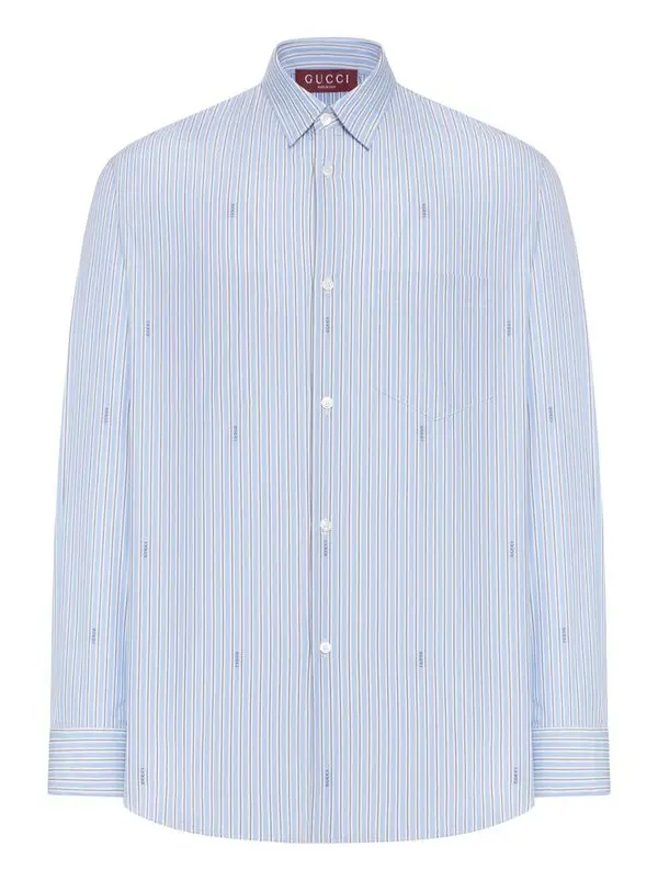 Gucci Striped Cotton Poplin Shirt With Logo - Multicolor