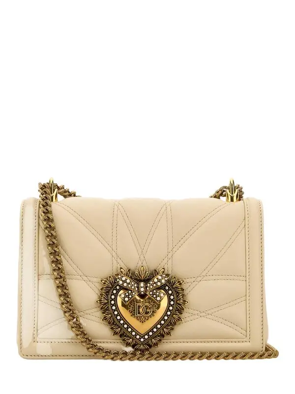 Dolce & Gabbana Ivory Nappa Leather Devotion Shoulder Bag - White