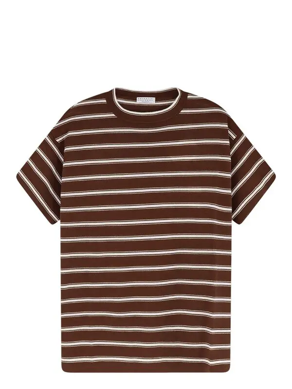 Brunello Cucinelli Virgin Wool And Cashmere Blend Striped T-shirt - Multicolor