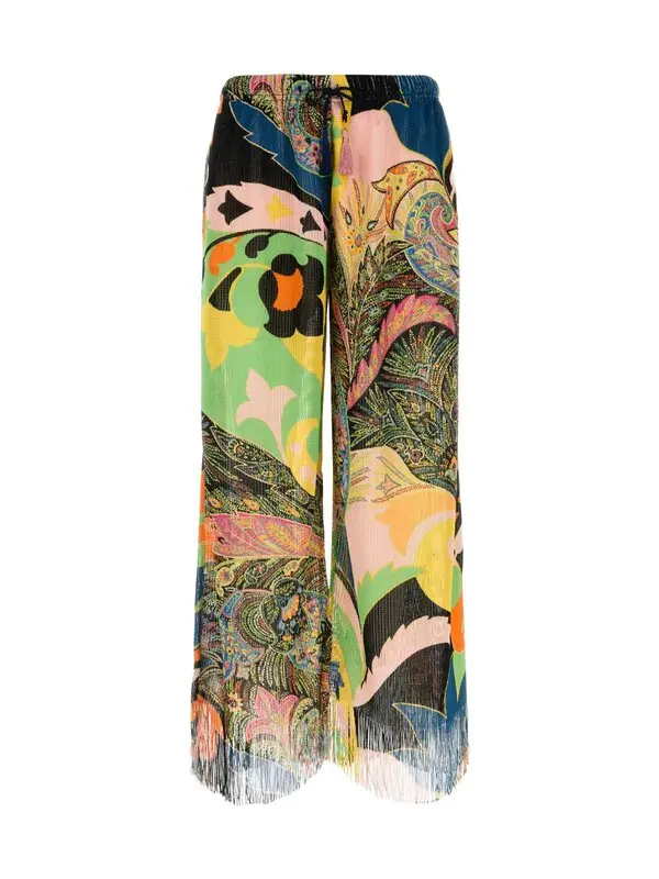 Etro Embroidered Viscose Wide-leg Pant - Multicolor