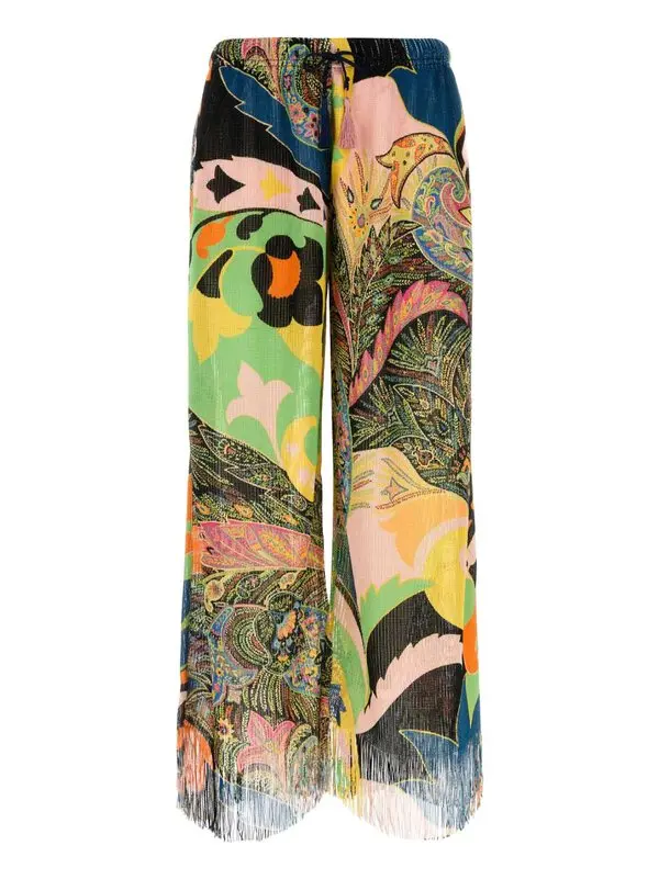 Etro Embroidered Viscose Wide-leg Pant - Multicolor