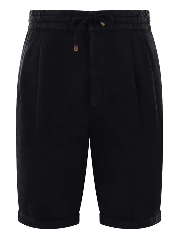 Brunello Cucinelli Garment-dyed Linen Gabardine Bermuda Shorts - Black