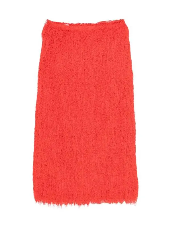 Dries Van Noten Straight Skirt With Fringe Detail - Red