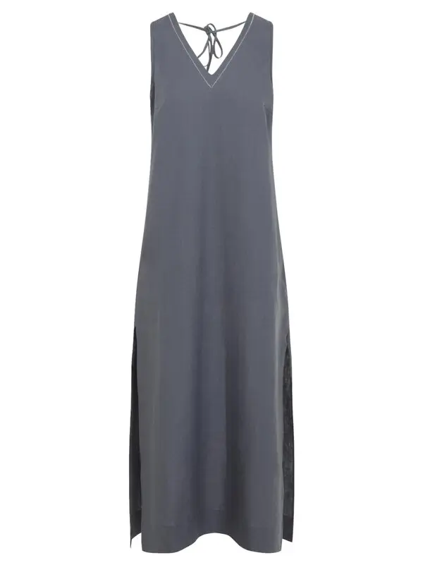Peserico V-neckline Sleeveless Maxi Dress - Blue